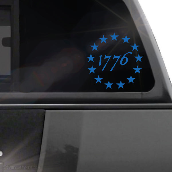 1776 Constitution style text stars circle vinyl sticker | Patriotic ...