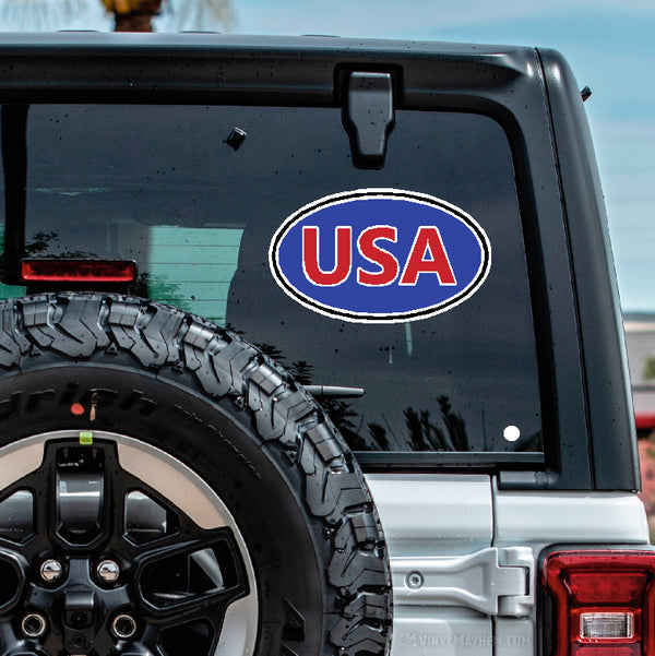 USA red white blue oval sticker - Vinyl Mayhem
