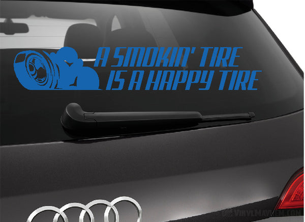 Smokin' Tire is a Happy Tire vinyl sticker | Smoking Tire Racing Decal ...