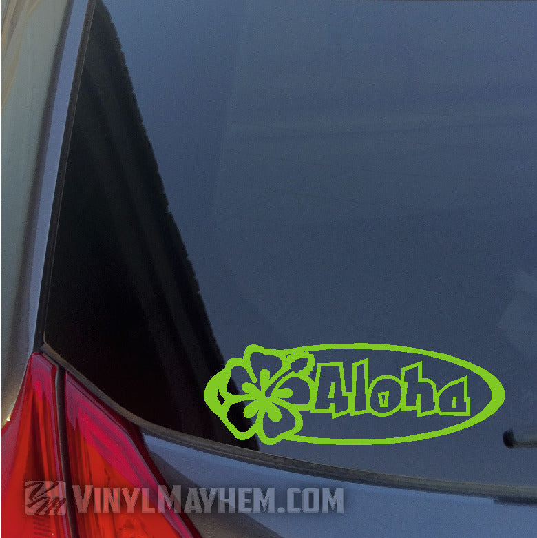 Aloha Hibiscus Flower Tiki font oval vinyl sticker | Hawaii Decals ...