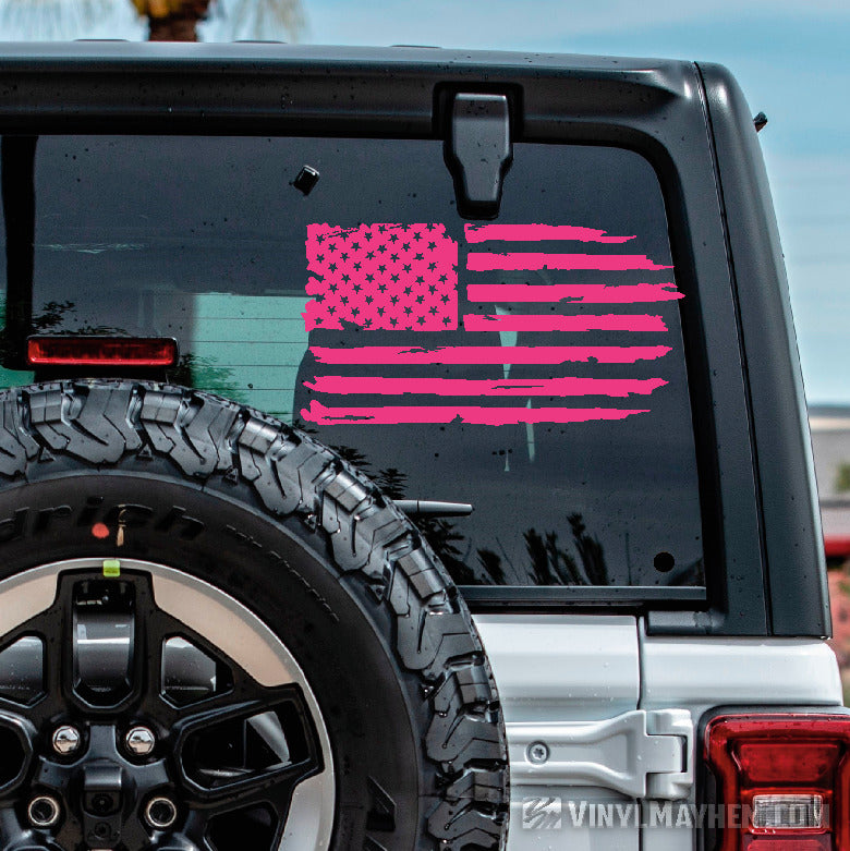 Distressed American Flag Jeep Decal USA Flag With Border Jeep Wrangler