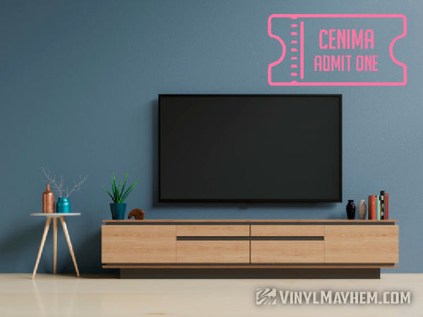 Cinema Admit One movie theater ticket vinyl sticker | Home Décor Decal ...