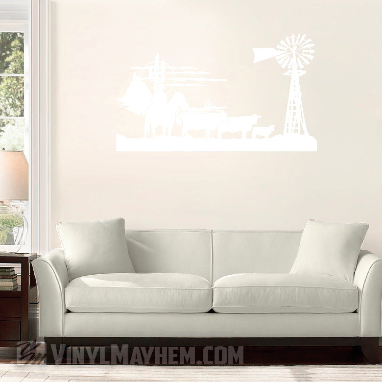 Cowboy Windmill Western Scene vinyl sticker | Wall Decor & RV Decals ...