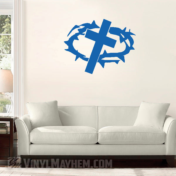 Cross with Crown of Thorns vinyl sticker | Christian Decals & Stickers ...