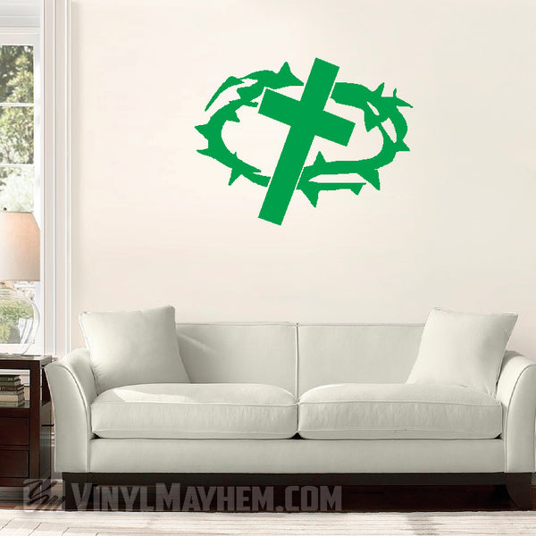 Cross with Crown of Thorns vinyl sticker | Christian Decals & Stickers ...