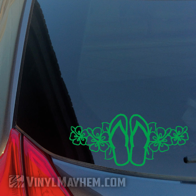 Flip Flops with Hawaiian Flowers vinyl sticker | Hawaii Car Decals ...