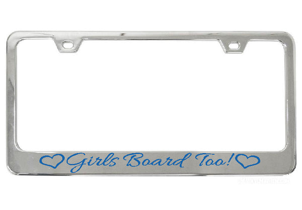 Girls Board Too with hearts license plate frame | Girl Car Accessories ...