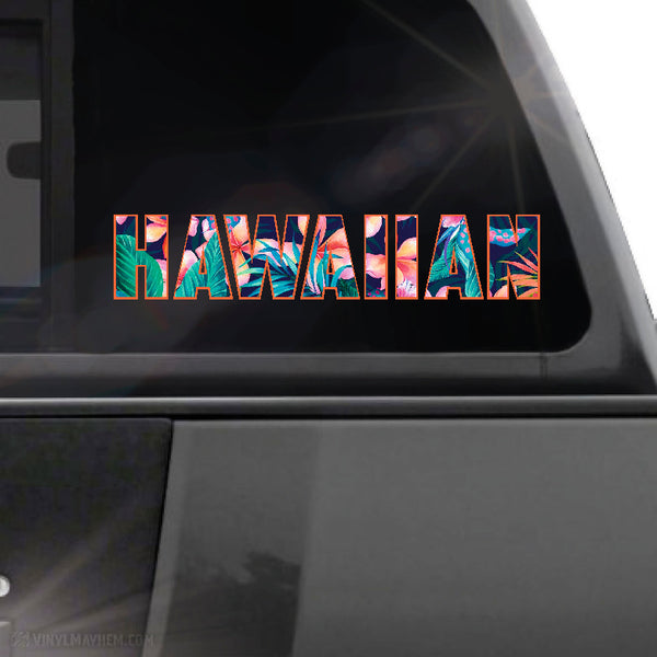 Hawaiian Floral text sticker - Vinyl Mayhem