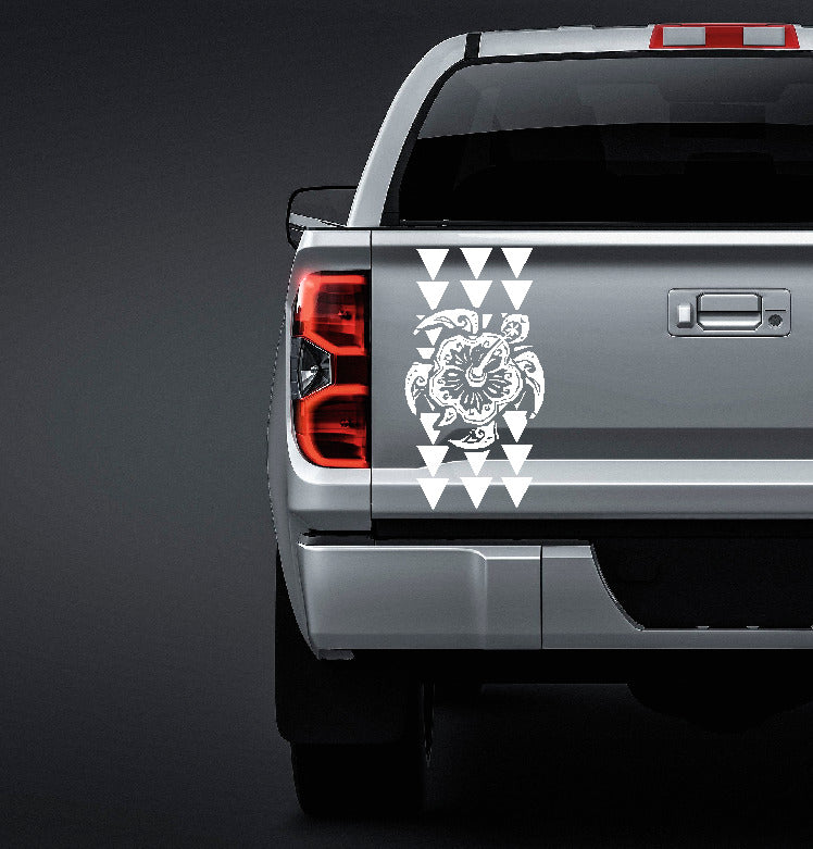 Hawaiian Maka Ihe tribal triangles turtle truck tailgate vinyl sticker ...
