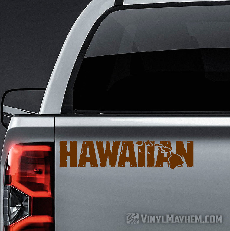 Hawaiian Islands distressed text vinyl sticker | Hawaii Car Decals ...
