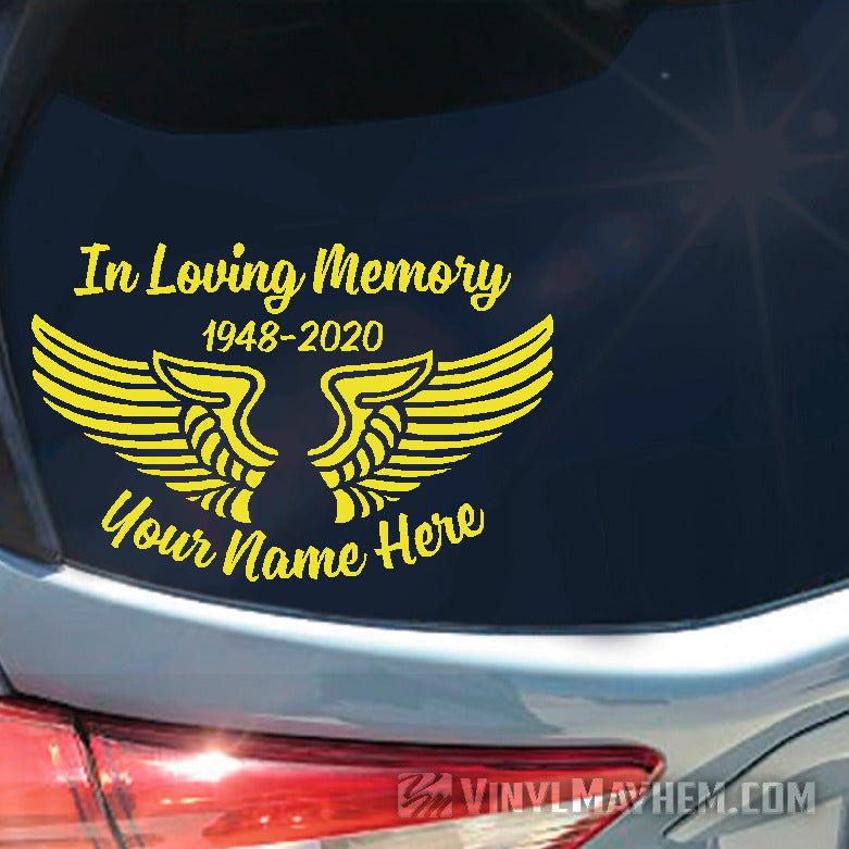 In Loving Memory Angel Wings Personalized Text Stickers & Decals ...