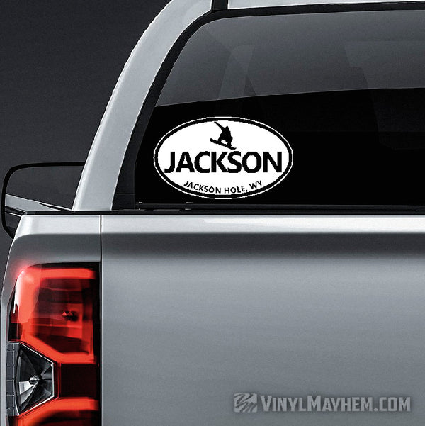 Jackson Hole Wyoming snowboard oval sticker | Snowboarding Decals ...