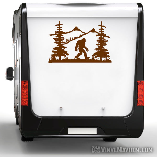 Mountain Scene with Sasquatch outdoors vinyl sticker decal - Vinyl Mayhem