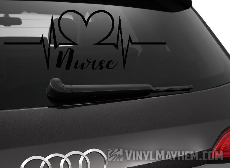 Nurse Heart Heartbeat script vinyl sticker | Nurse Car & Home Decals ...
