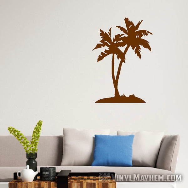 Palm Trees with small island vinyl sticker - Vinyl Mayhem