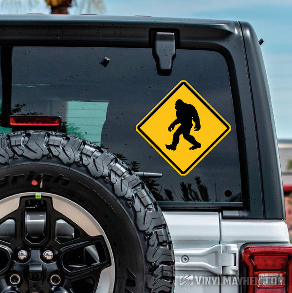 Sasquatch crossing caution sign sticker - Vinyl Mayhem