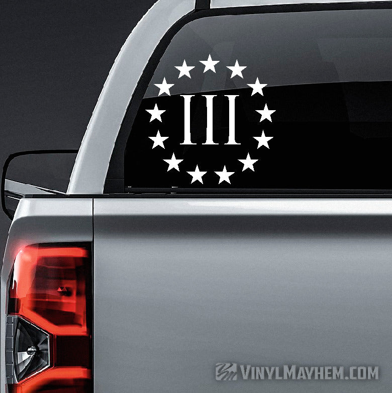 Three Percent stars in circle vinyl sticker | Patriotic Decals - Vinyl ...