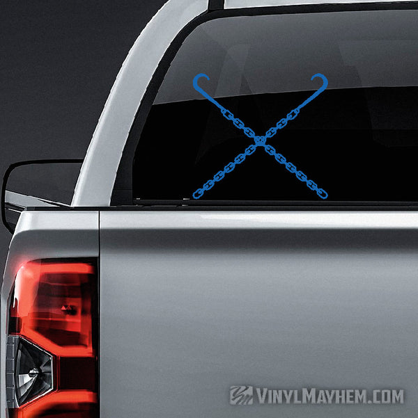 Tow Hooks and Chains crossed vinyl sticker - Vinyl Mayhem